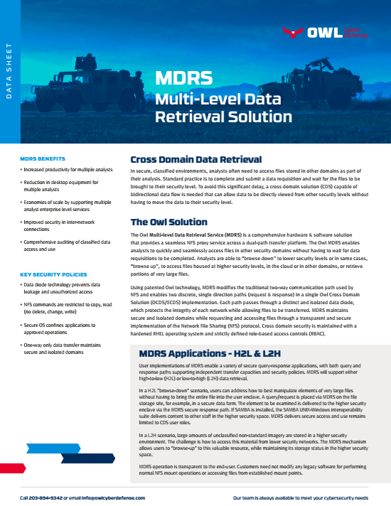 Multi-Level Data Retrieval Service (MDRS) | Owl Cyber Defense