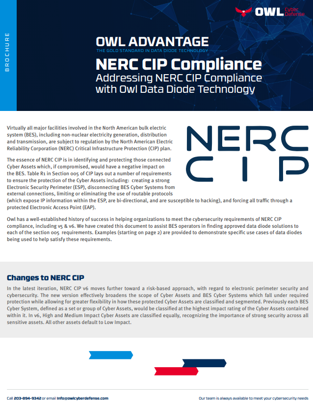 The Owl Advantage - NERC CIP Compliance | Owl Cyber Defense