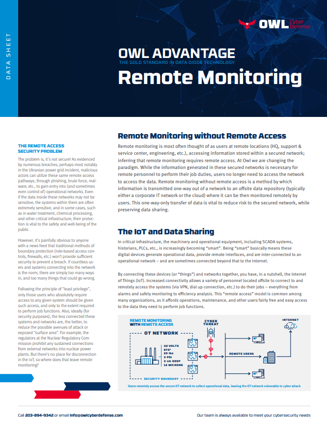 The Owl Advantage - Remote Monitoring | Owl Cyber Defense