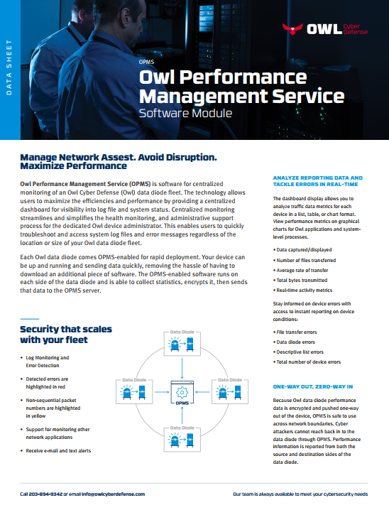 Owl Performance Monitoring Service (OPMS) | Owl Cyber Defense