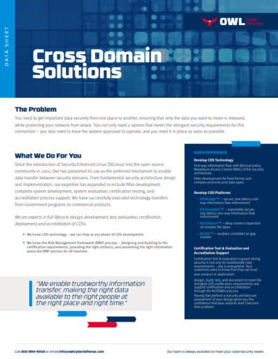 Cross Domain Solutions Services | Owl Cyber Defense