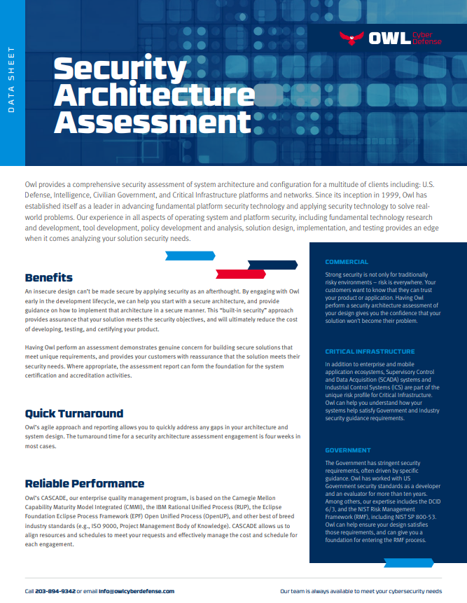 Security Architecture Assessment | Owl Cyber Defense