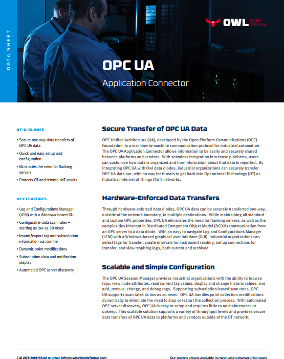 OPC UA Application Connector | Owl Cyber Defense