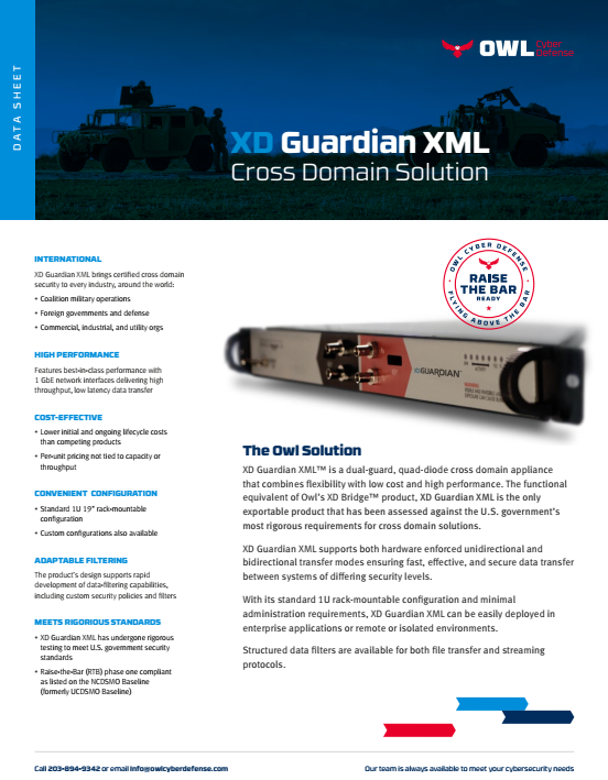 XD Guardian XML | Cross Domain Solution | Owl Cyber Defense