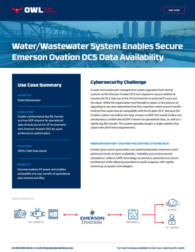 Water/Wastewater System Enables Secure Emerson Ovation DCS Data ...